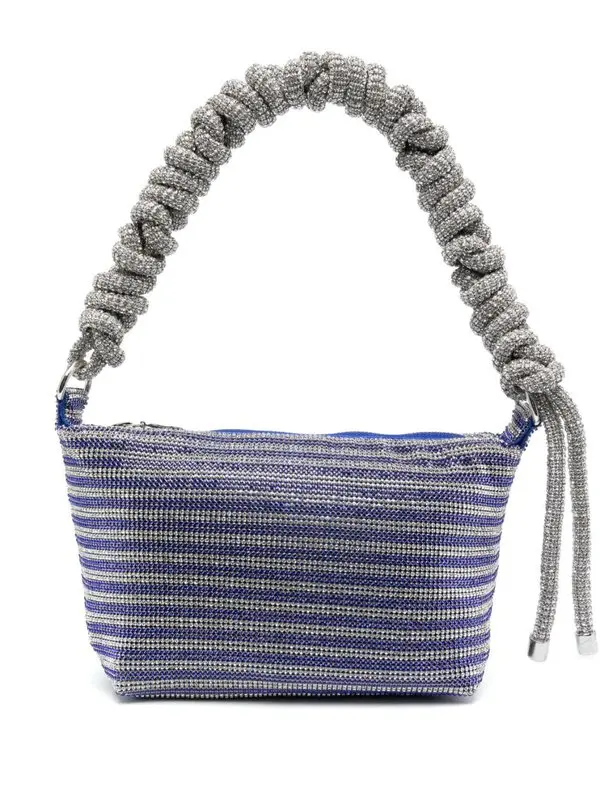 Kara Crystal Mesh Phone Cord Shoulder Bag - Blue