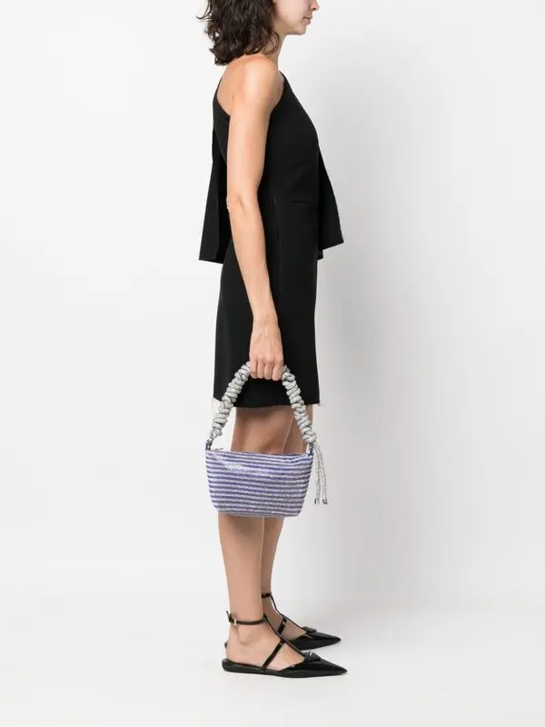 Kara Crystal Mesh Phone Cord Shoulder Bag - Blue