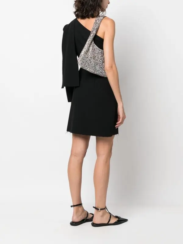 Kara Crystal Mesh Shoulder Bag - Black