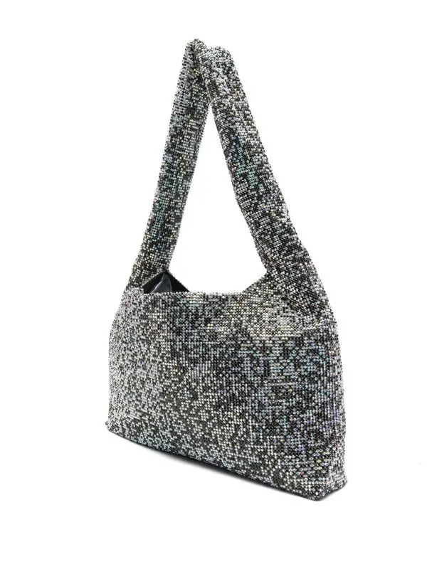 Kara Crystal Mesh Shoulder Bag - Black