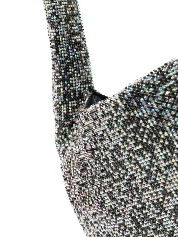 Kara Crystal Mesh Shoulder Bag - Black