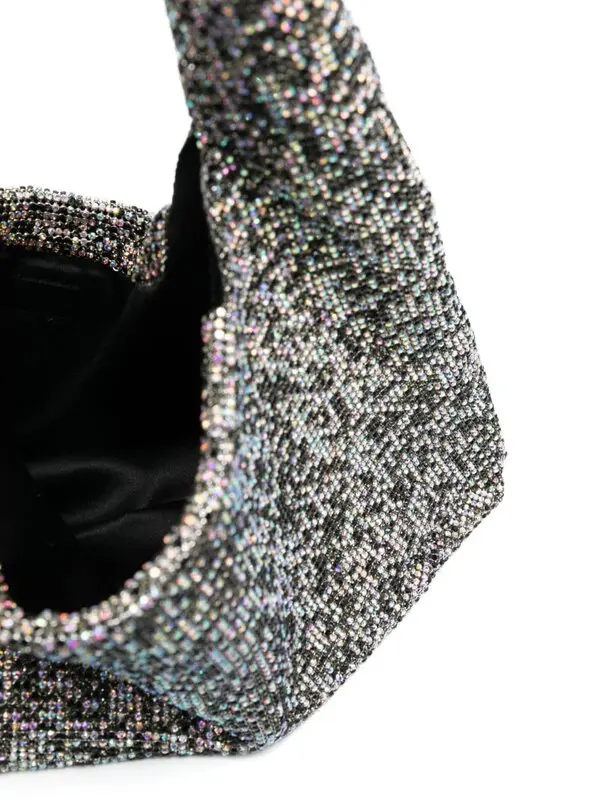 Kara Crystal Mesh Shoulder Bag - Black
