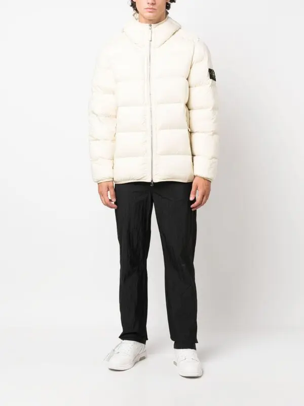 Stone Island Feather Down Hooded Coat - Neutrals