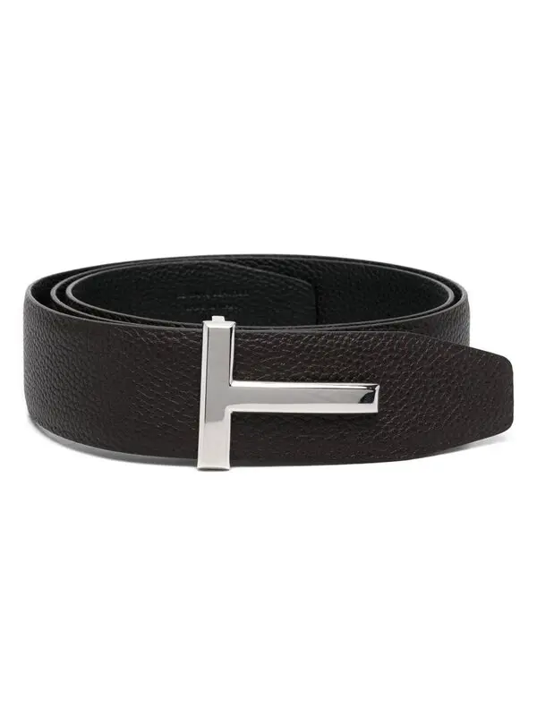 TOM FORD T-buckle Reversible Leather Belt - Brown