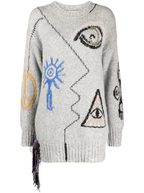 Stella McCartney Folk Graphic-embroidered Jumper - Grey