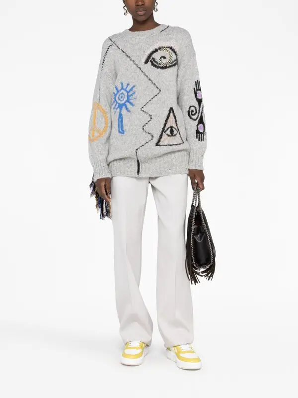 Stella McCartney Folk Graphic-embroidered Jumper - Grey