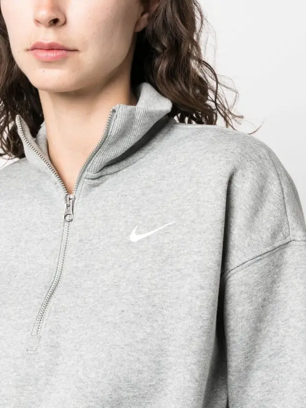 Nike Phoenix Cropped Zip-up Sweatshirt - Grey