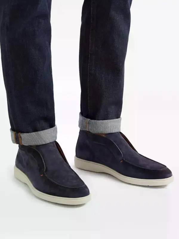 Santoni Tonal-stitching Leather Loafers - Blue