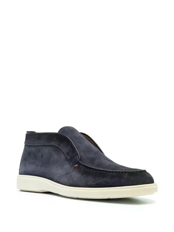 Santoni Tonal-stitching Leather Loafers - Blue