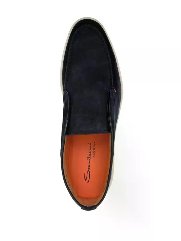 Santoni Tonal-stitching Leather Loafers - Blue
