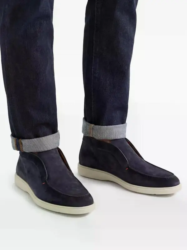 Santoni Tonal-stitching Leather Loafers - Blue