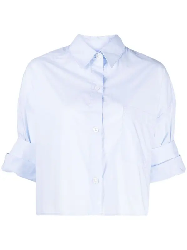 TWP Folded-sleeve Cotton Cropped Shirt