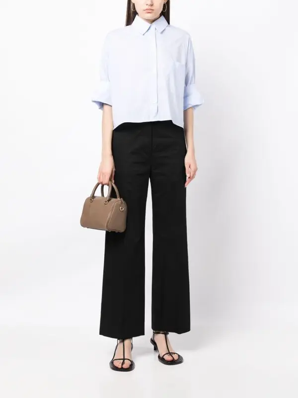 TWP Folded-sleeve Cotton Cropped Shirt