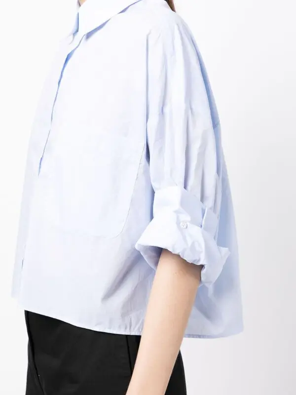 TWP Folded-sleeve Cotton Cropped Shirt