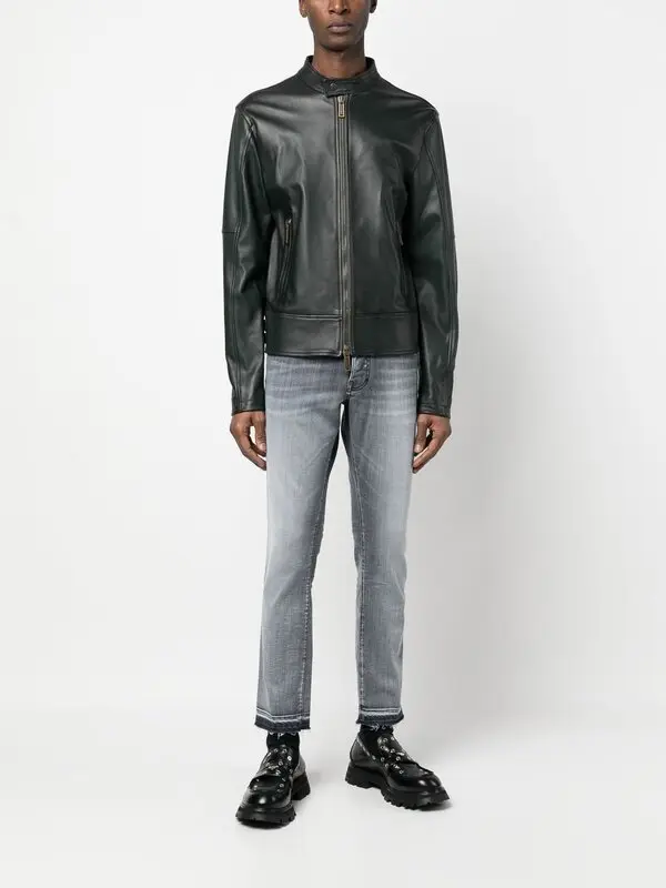 Dsquared2 Dark Leather Biker Jacket