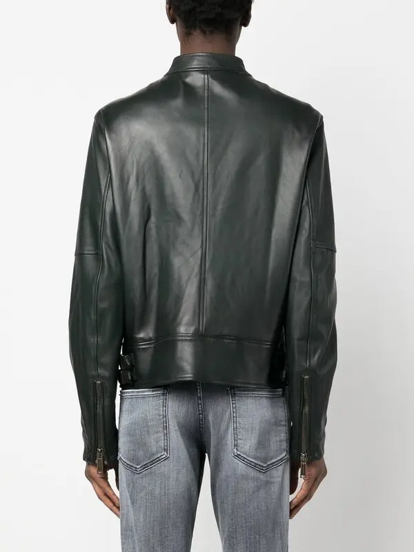 Dsquared2 Dark Leather Biker Jacket