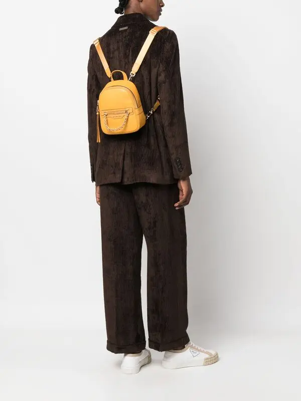 Michael Kors Bright Orange Pebbled Leather Mini Backpack with Chain Detail MICHAEL KORS MAISIE XS MINI 2 IN 1 BACKPACK + 1 MK POUCH MK  main image 4