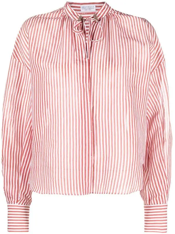 Brunello Cucinelli Striped Blouse With Pussy-bow Collar