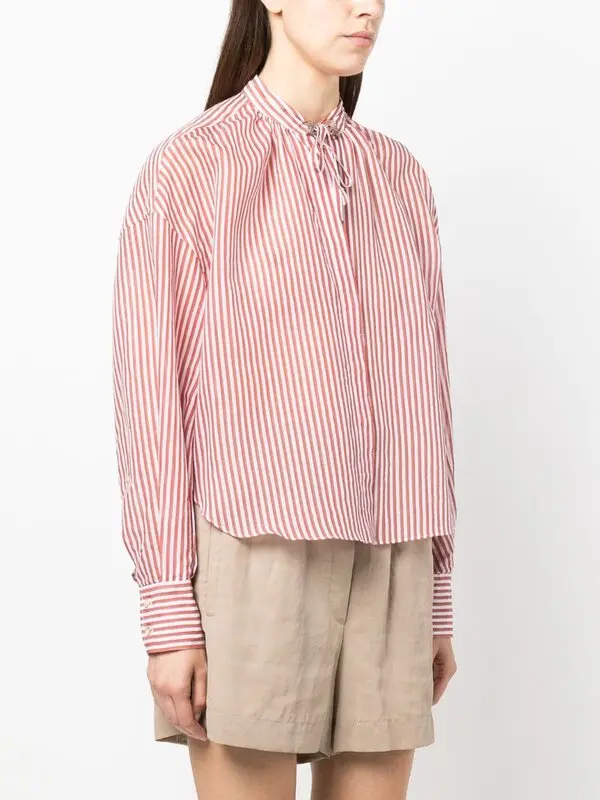 Brunello Cucinelli Striped Blouse With Pussy-bow Collar