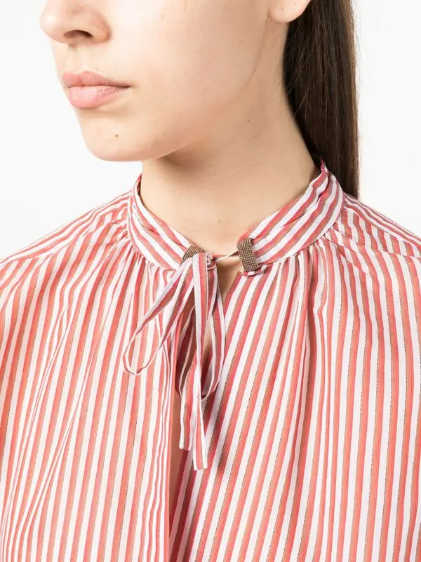 Brunello Cucinelli Striped Blouse With Pussy-bow Collar