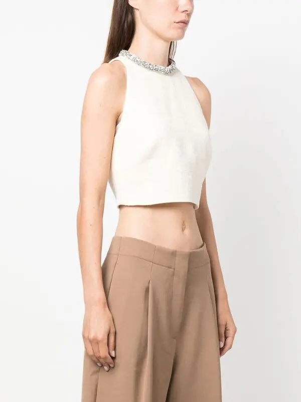 Sandro Dorine Crystal-embellished Cropped Top