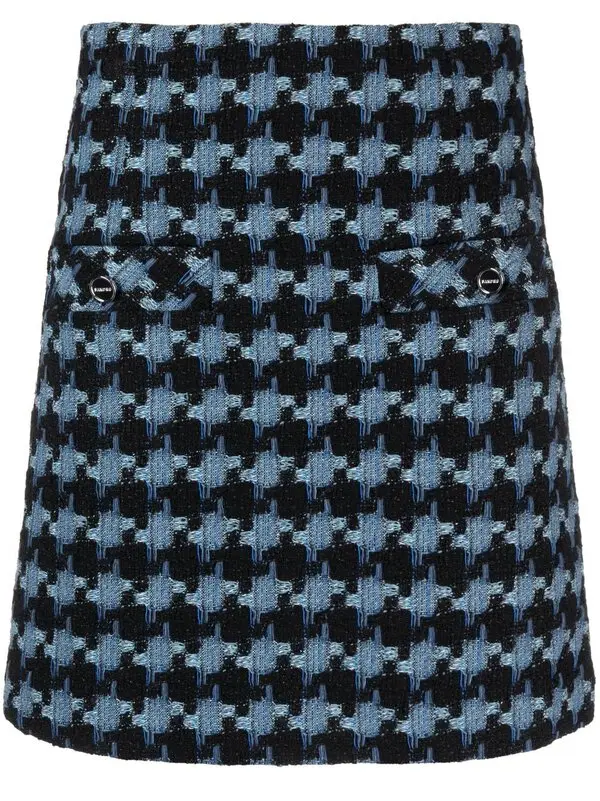 Sandro Houndstooth Tweed Mini Skirt - Blue