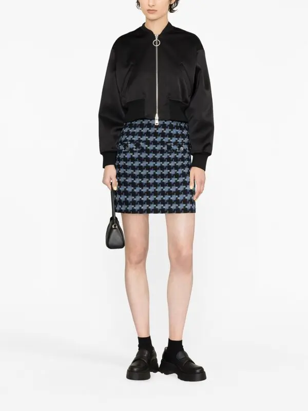 Sandro Houndstooth Tweed Mini Skirt - Blue
