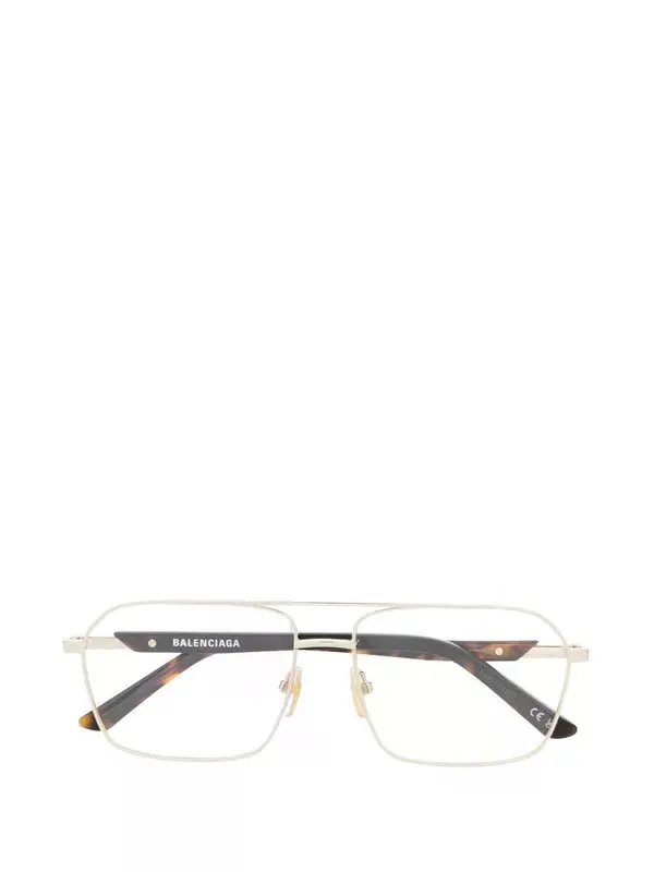Balenciaga Double-bridge Pilot Frame Glasses - Gold