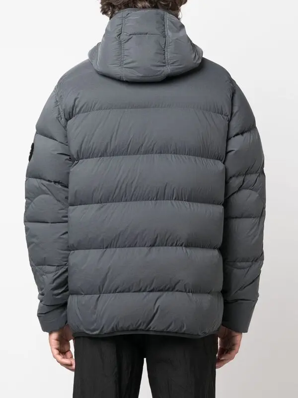 Stone Island Feather Down Hooded Padded Coat - Grey