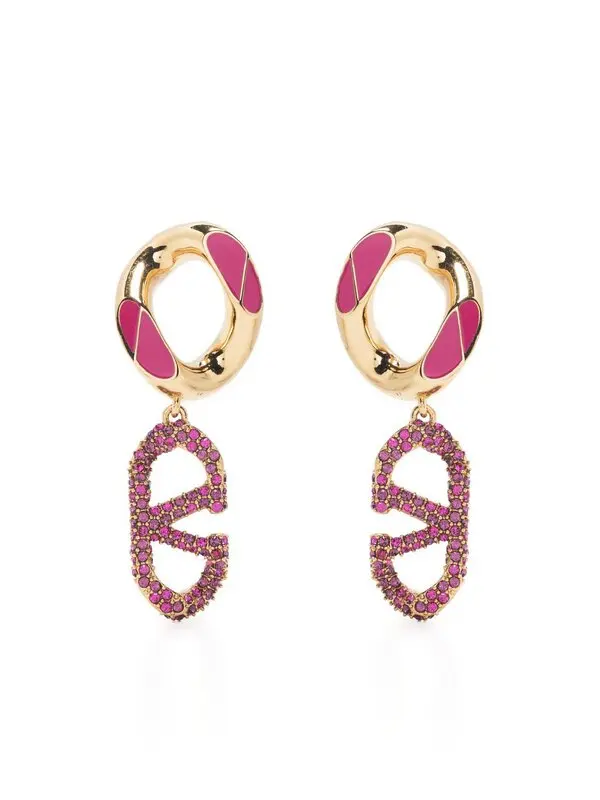 Valentino Garavani Vlogo Pendant Earrings - Pink