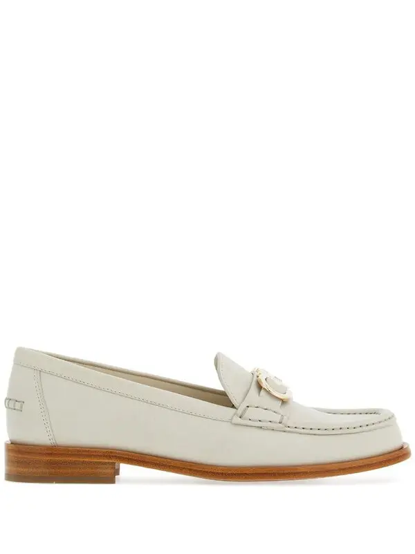 FERRAGAMO Gancini Leather Loafers - White