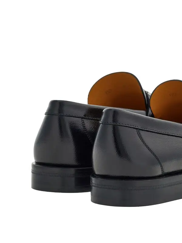 FERRAGAMO Gancini Leather Loafers - Black