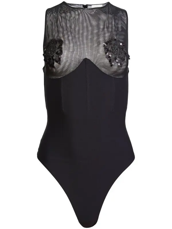 FLEUR DU MAL Embellished Cup Bodysuit