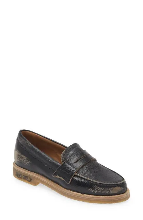 GOLDEN GOOSE Grained Leather Penny Loafer - Black