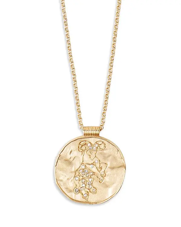 Maje Rhinestone Zodiac Pendant Necklace - Aries
