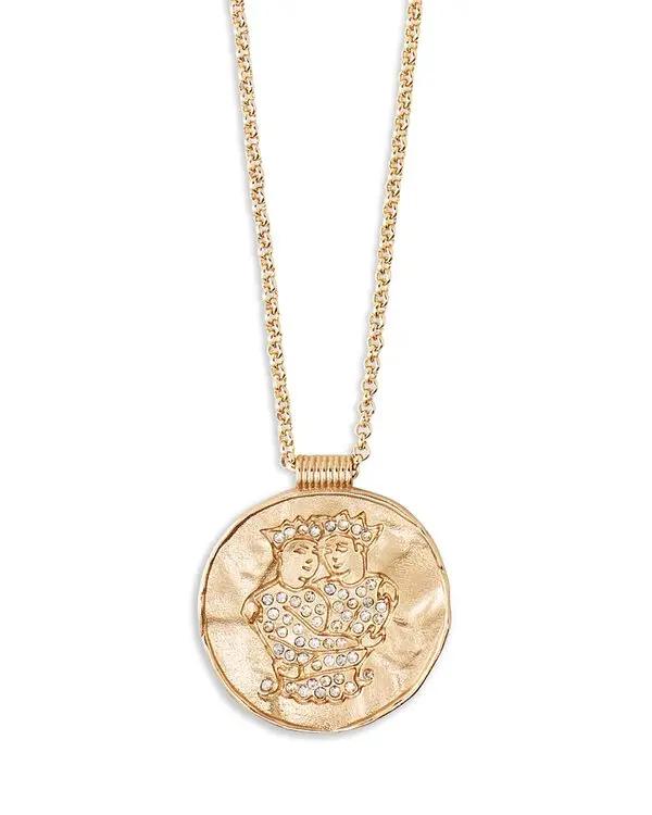 Maje Rhinestone Zodiac Pendant Necklace - Gemini