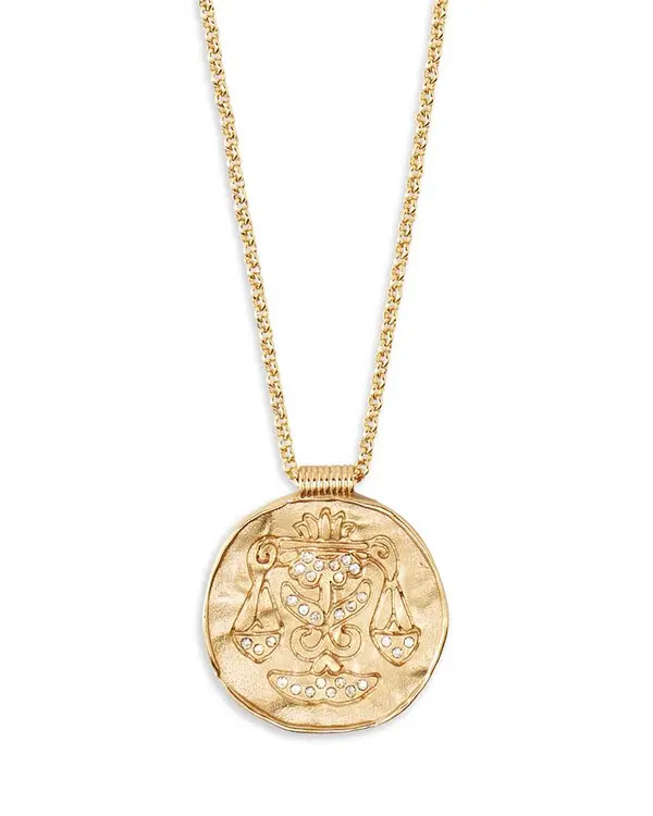 Maje Rhinestone Zodiac Pendant Necklace - Libra
