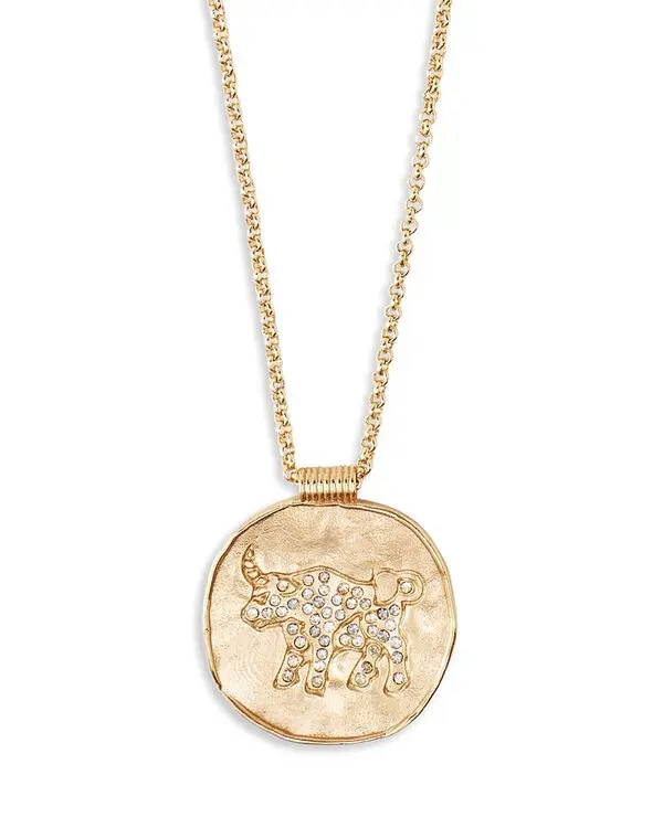 Maje Rhinestone Zodiac Pendant Necklace - Taurus