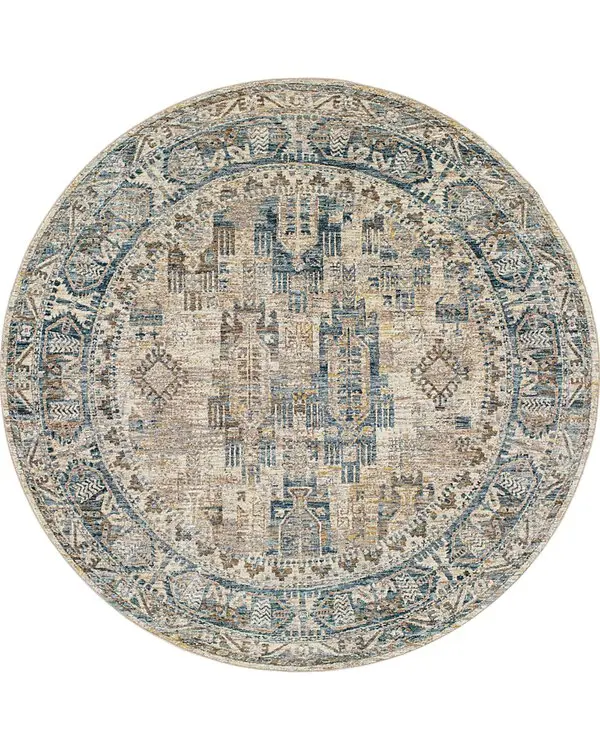 LIVABLISS Mirabel Mbe-2302 Round Area Rug, 7'10 X 7'10 - Navy/cream