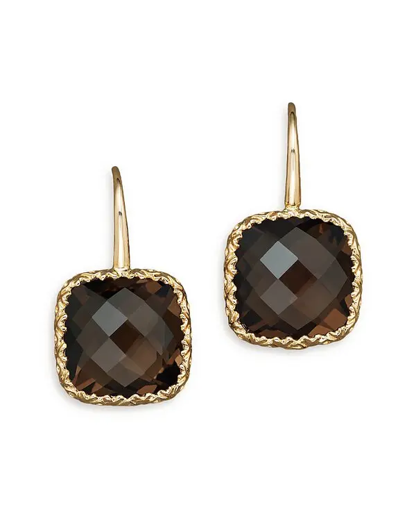 Bloomingdale'S 14k White Gold And Smoky Quartz Drop Earrings - Yellow Gold