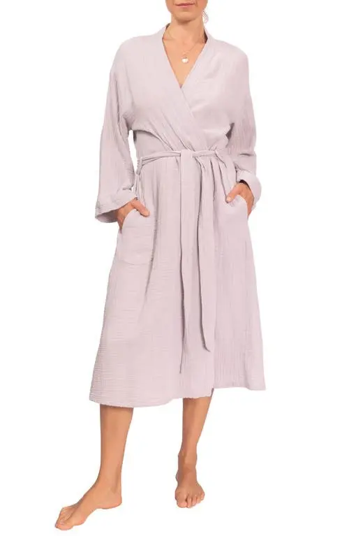 EVERYDAY RITUAL Nora Cotton Gauze Robe - Light Grey