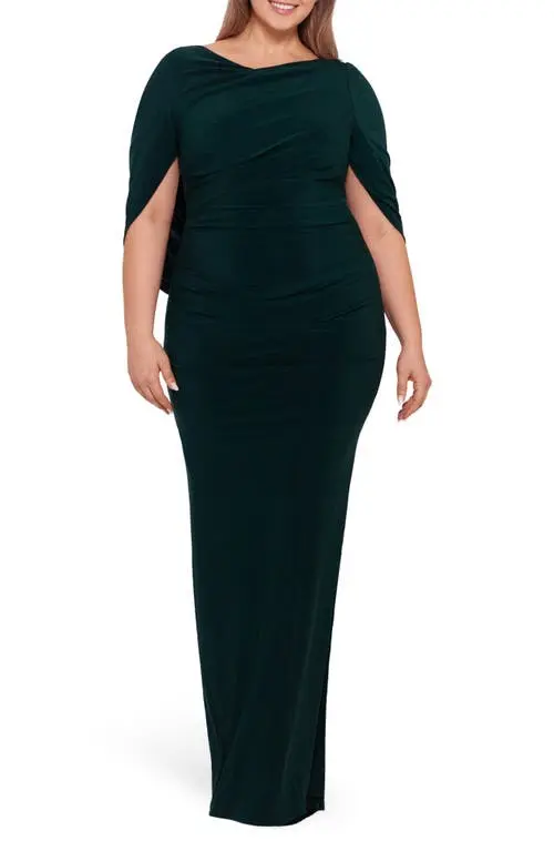 Betsy & Adam Drape Back Column Gown