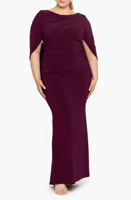 Betsy & Adam Drape Back Column Gown
