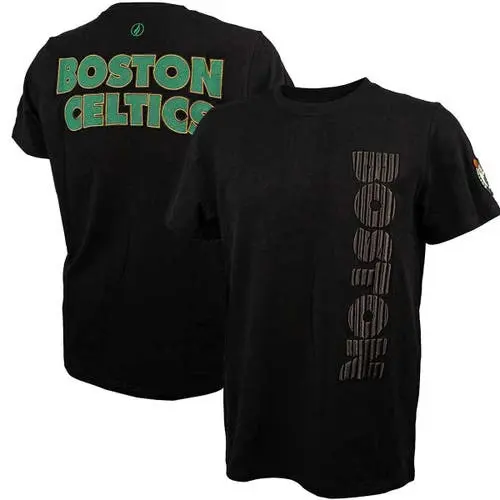 FISLL Boston Celtics 3d Puff Print Sliced Logo T-shirt - Black