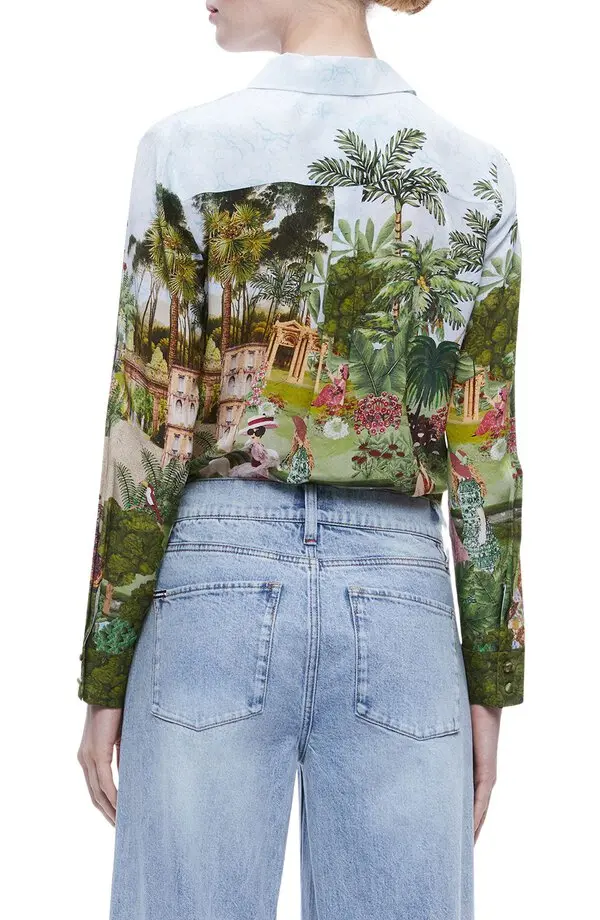 Alice + Olivia Willa Print Silk Blouse