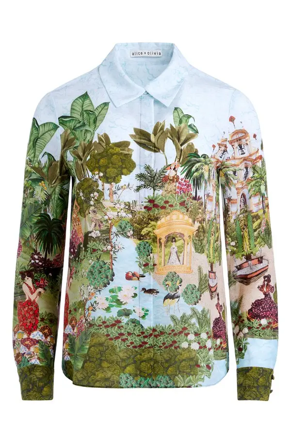 Alice + Olivia Willa Print Silk Blouse