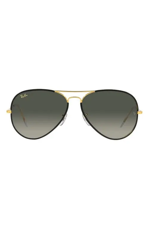 Ray-ban Aviator 58mm Sunglasses - Black/ Gold/ Grey Gradient