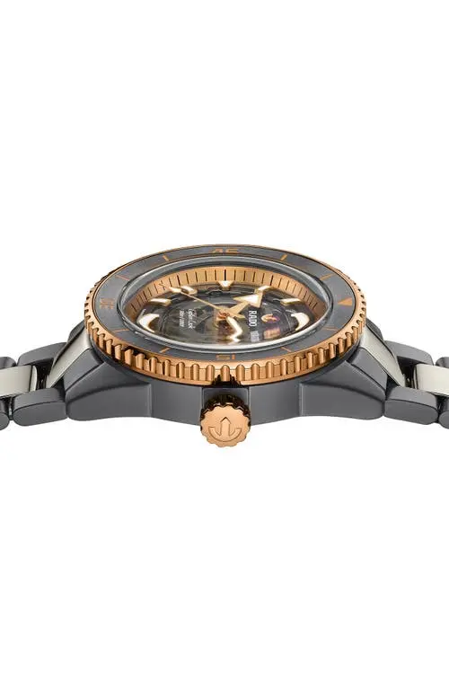 RADO Captain Cook High Tech Ceramic Skeleton Bracelet Watch - Grey