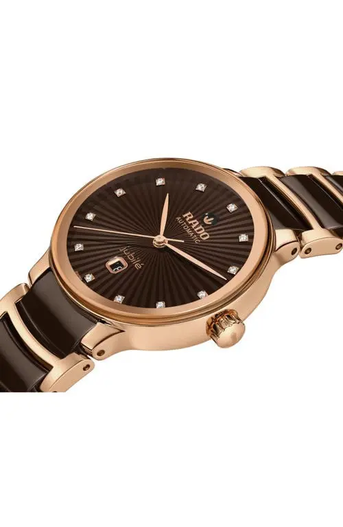 RADO Centrix Automatic Diamond Bracelet Watch - Brown