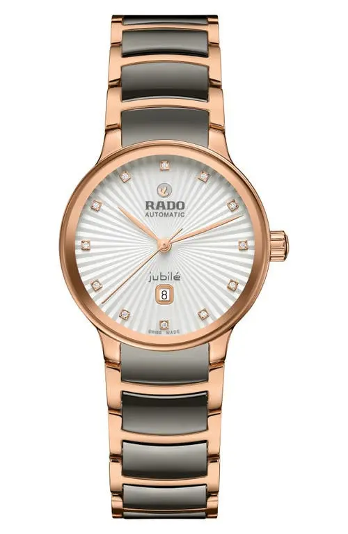 RADO Centrix Automatic Diamond Bracelet Watch - White/ Black